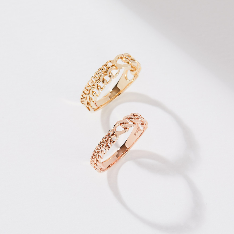 14k 유니크 더블체인 반지(2type) | 256,500원 | 아몬즈 주얼리